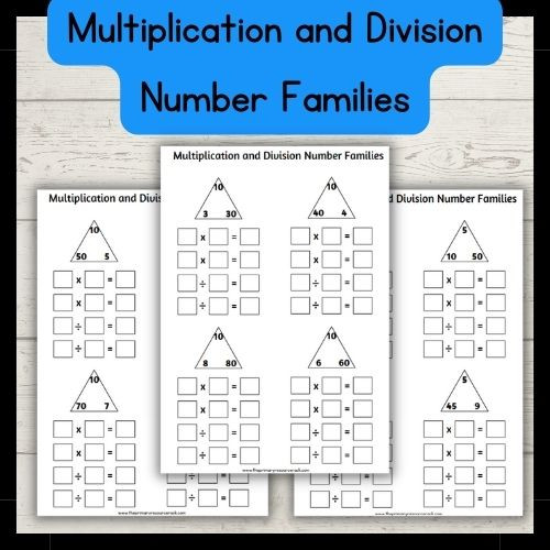Multiplication and Division Number Families Worksheets ...
