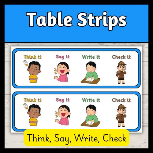 Think Say Write Check Table Strips | PrimaryResourceRack