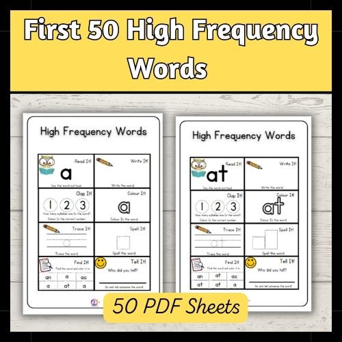 First 50 High Frequency Words Worksheets | PrimaryResourceRack