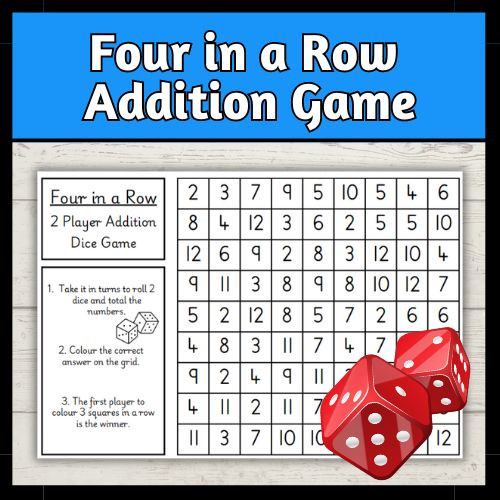Four in a Row Addition Game | PrimaryResourceRack