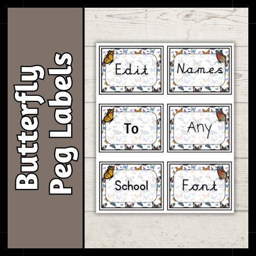 Butterfly Peg Labels | PrimaryResourceRack