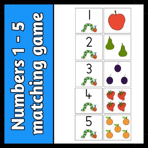 Numbers 1 - 5 Matching Game | PrimaryResourceRack