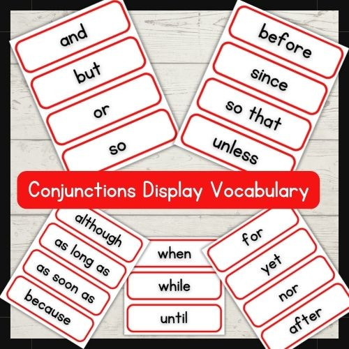 Conjunctions Display Vocabulary | PrimaryResourceRack