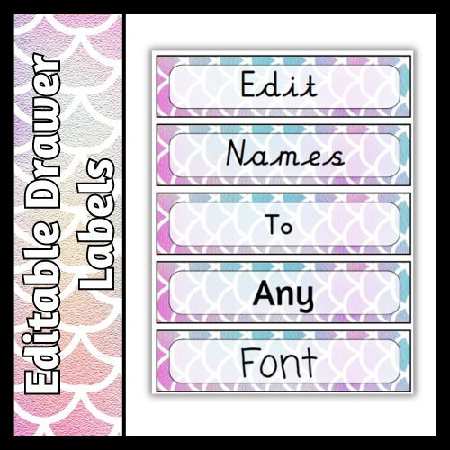 Mermaid Drawer Labels | PrimaryResourceRack