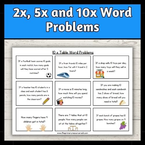 2x, 5x and 10x Word Problems | PrimaryResourceRack