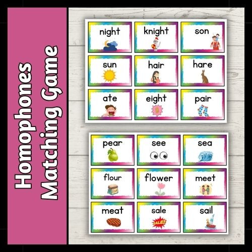 Homophones Matching Game | PrimaryResourceRack