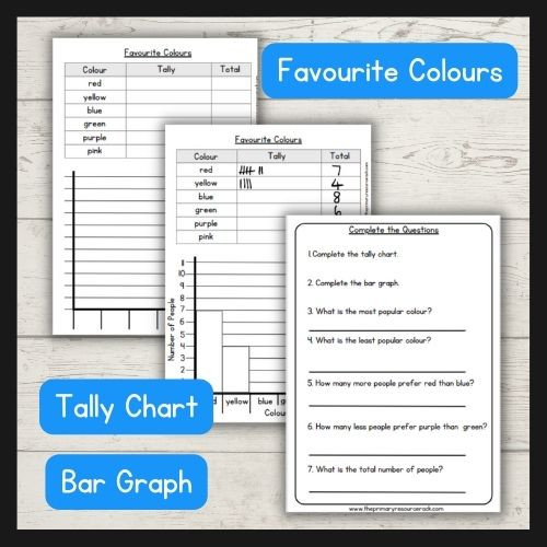 Favourite Colours Tally Chart and Bar Graph | PrimaryResourceRack