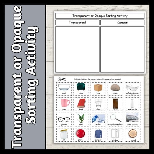 Transparent Or Opaque Sorting Activity | Primaryresourcerack