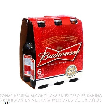 Cerveza BUDWEISER 6 Pack Botella 343ml | Drinking House