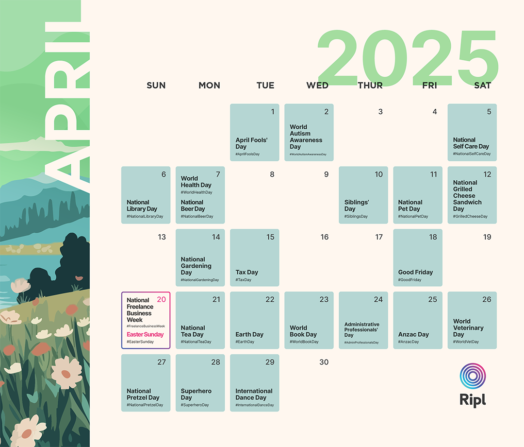 April 2025 social media holiday content calendar
