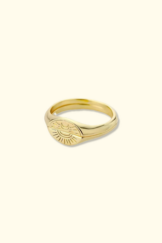 Two-piece Celestial Signet Ring Yellow Gold | Tubby And Co