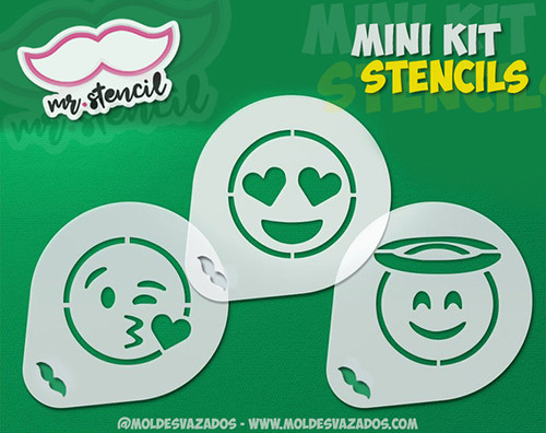 Stencil Mini Kit - Emoticons 02 | Moldes Vazados