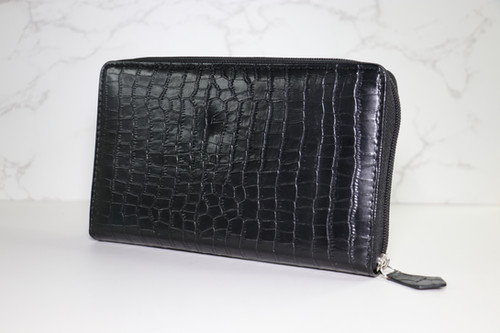 Zippy XL Wallet - Shiny Black Croc | Sew Krafty Sanaa