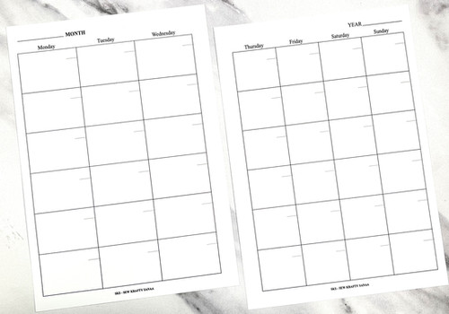 Monthly Calendar Insert (Undated) | Sew Krafty Sanaa