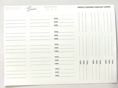 Expense Cash-Out Sticker Strips | Sew Krafty Sanaa