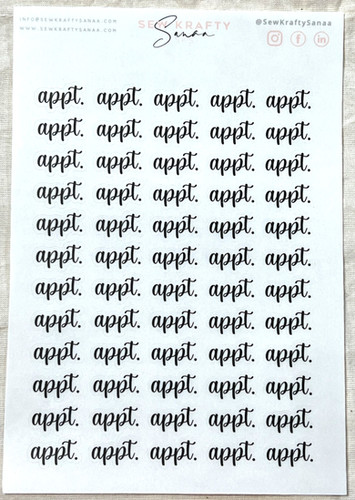 Appt. - Script Sticker | Sew Krafty Sanaa