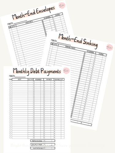 Payday Budget MONTH-END Trackers | Sew Krafty Sanaa
