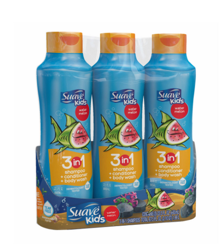 Suave Kids Watermelon 3 in 1 Shampoo, Conditioner and Body Wash 3 Pack ...
