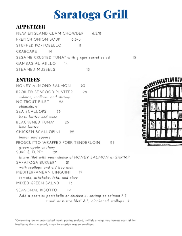 Menus (New) | Saratoga Grill