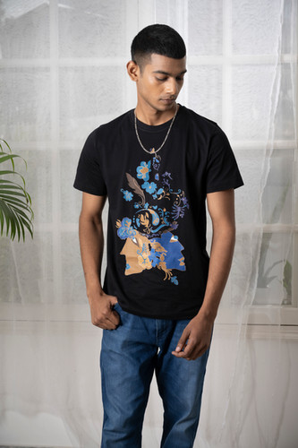 Men's Twin Faces Black T-Shirt | WildMoss