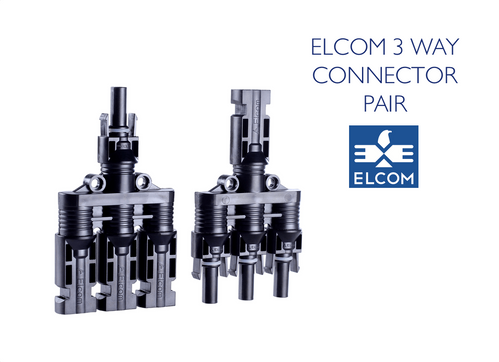 MC4 SOLAR CABLE 3 WAY CONNECTOR PAIR - UV Resistant (ELCOM) | HIVE SOLAR