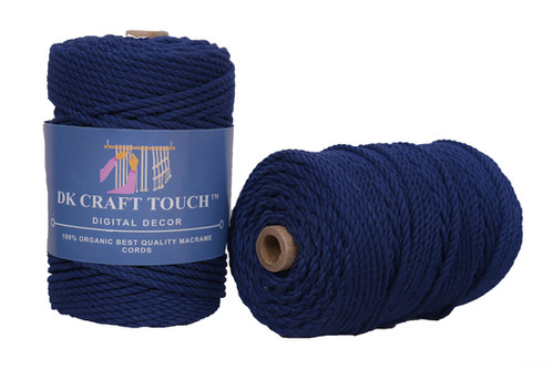 DK Craft Touch ™ Ink Blue Color twisted macrame cotton cord | DK Craft Touch