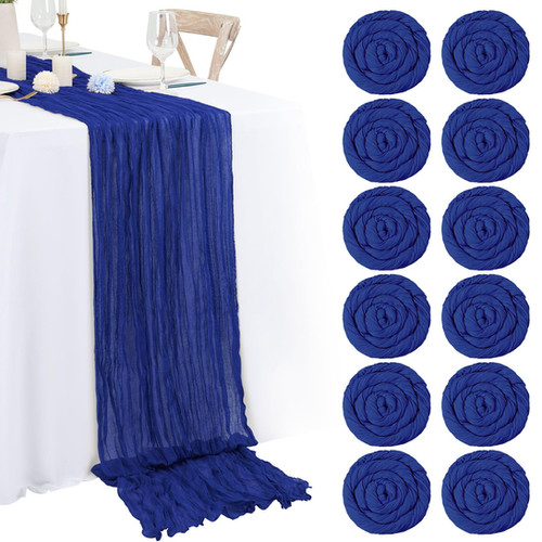Chemin table coton froissé bleu roi 3m | Festi Déco Réunion