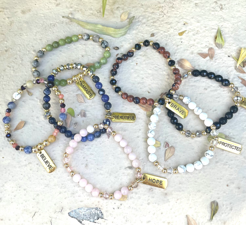 Personalized Inspirational Message Bracelets | A Gold Bead