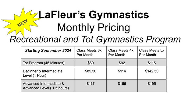 Monthly Billing | LaFleurs Gymnastics