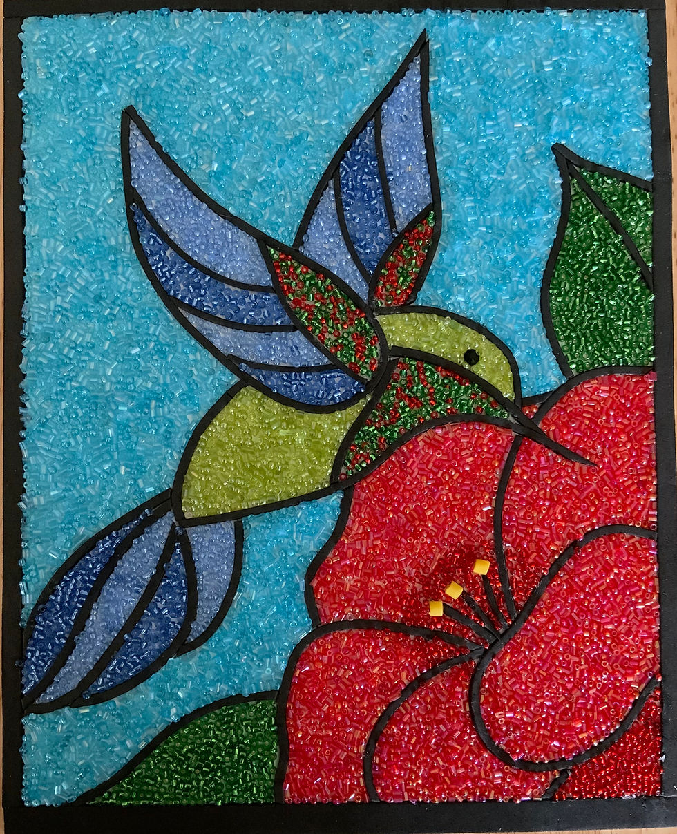 Bead Mosaic Kit - Hummingbird - Bead Art by Sabrina Frey