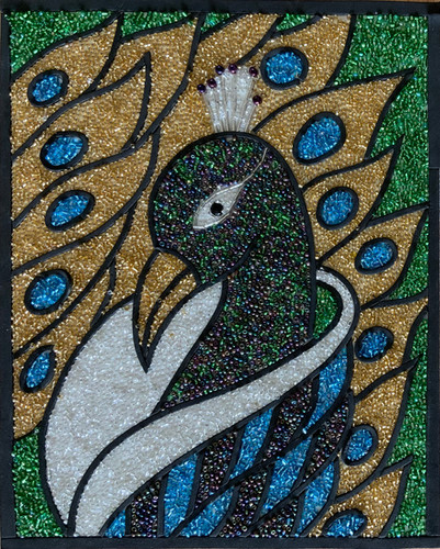 Bead Mosaic Pattern - Gold Peacock - Bead Art by Sabrina Frey