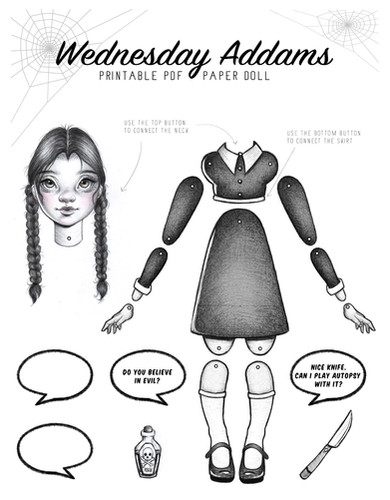 Wednesday Addams Printable PDF Paper Doll | Mysite