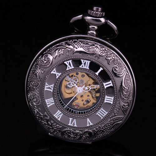 CLASSIC BRASS ROMAN SEE THRU WIND UP MECHANICAL POCKET WATCH | My Jb ...