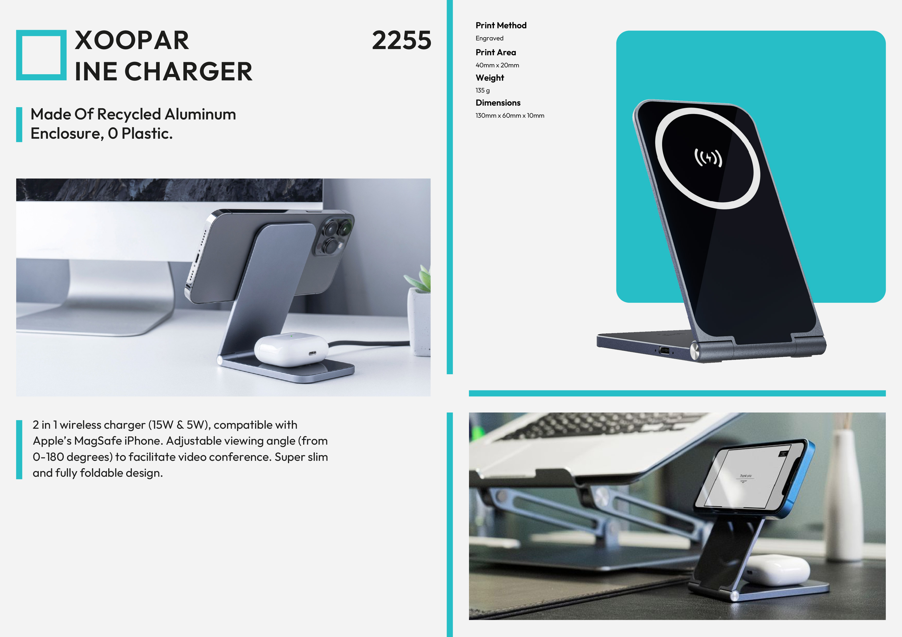 2255 | XOOPAR ZERO 2 IN 1 WIRELESS CHARGER | DTI