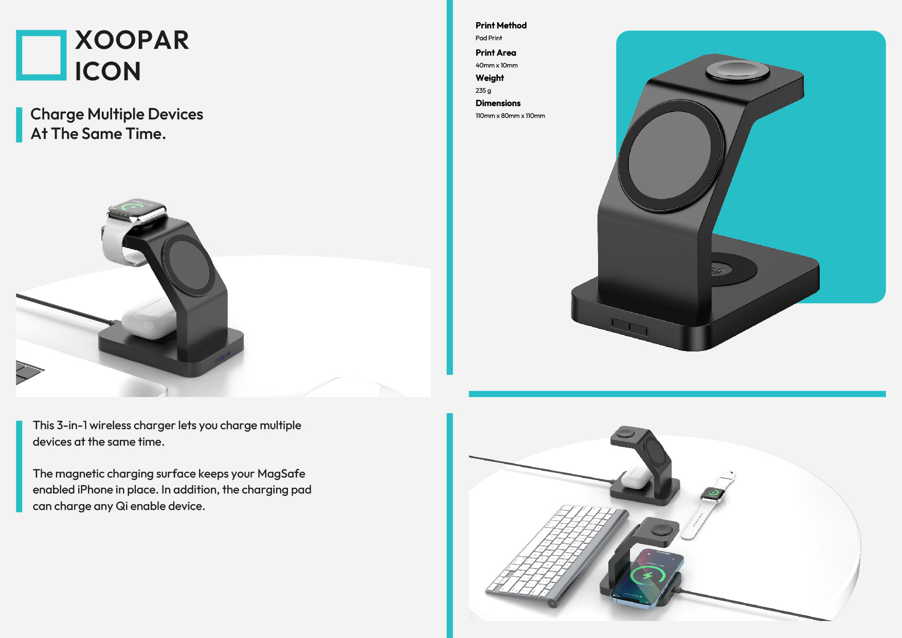 2708 | XOOPAR ICON 3 IN 1 MAGNETIC WIRELESS CHARGER | DTI