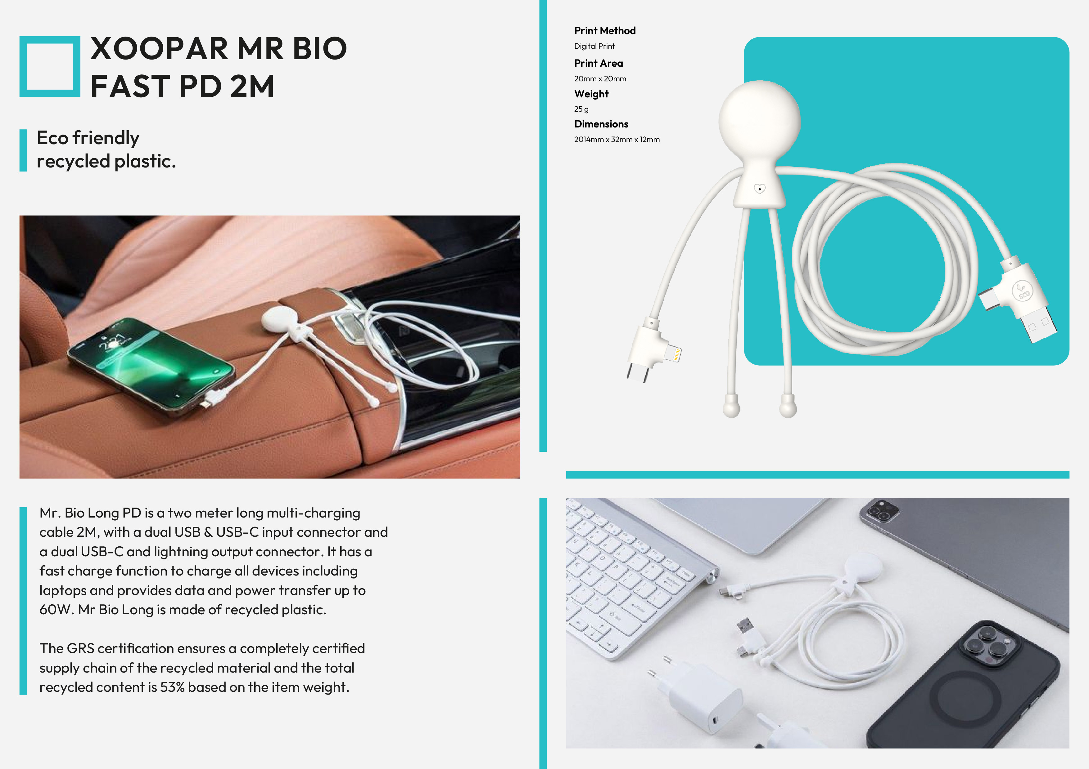 2092 | XOOPAR MR BIO - FAST CHARGING CABLE - 2M PD | DTI