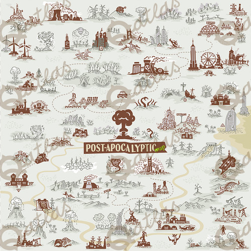 Post Apocalyptic Line Art Map Builder | qatlasmap.com