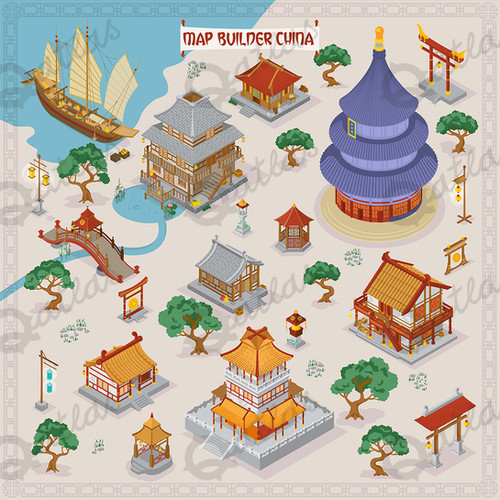 World Builder Map - China illustrations | qatlasmap.com