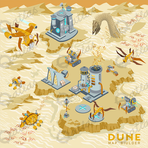Frank Herbert Dune Map builder vector illustrations | qatlasmap.com