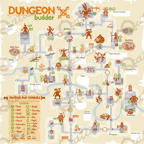 Simple icon illustration dungeon map 1 | qatlasmap.com