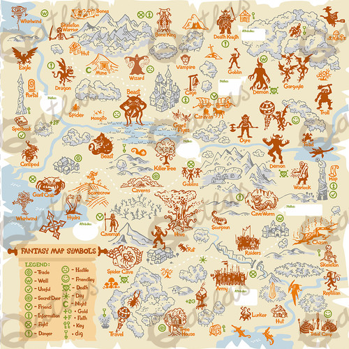 Simple icon illustration fantasy map 1 | qatlasmap.com