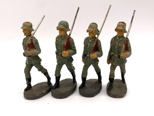 Set of Four Elastolin German Soldiers, WWII | Foxhole Militaria