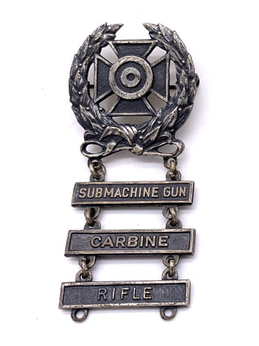 Expert Marksmanship Badge, Sterling, 3 Bars, WWII | Foxhole Militaria