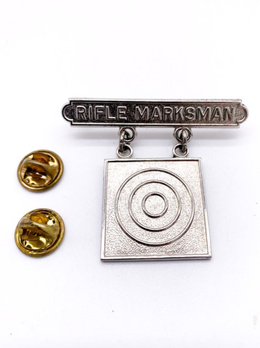 USMC Rifle Marksman Badge, Krew, Sterling, Vietnam | Foxhole Militaria
