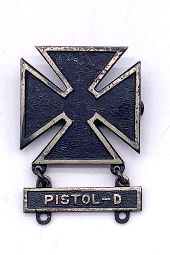 Marksman Badge, Sterling, Pistol-D, WWII | Foxhole Militaria