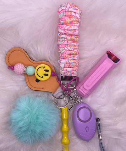 Retro Smiles Scrunchie Safety Keychain Set | My Site