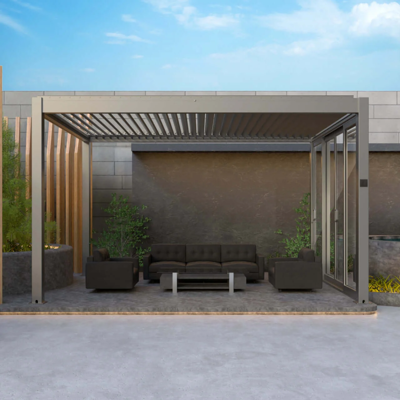 Premium Sliding Glass - Villa Pergola | Blades Of Shade