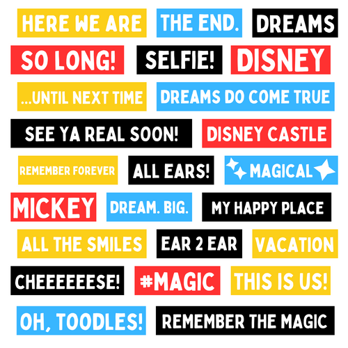 Mickey Word Strip Sheet | scrappineverymemory