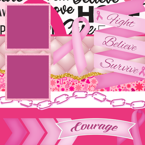 Breast Cancer Premade Scrapbook Page 12x | scrappineverymemory
