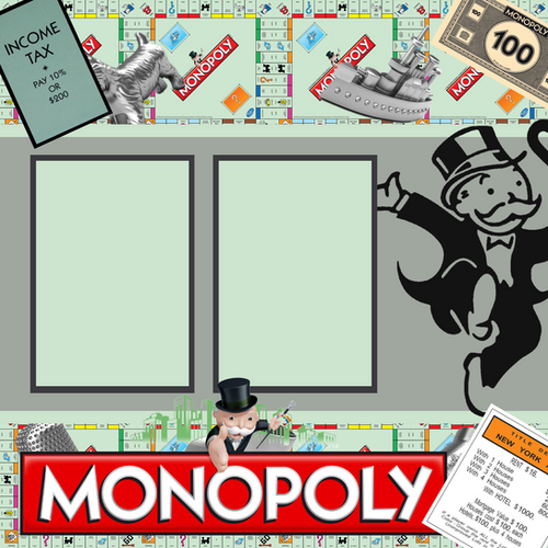 Monopoly Premade Scrapbook Page 12x12 | scrappineverymemory